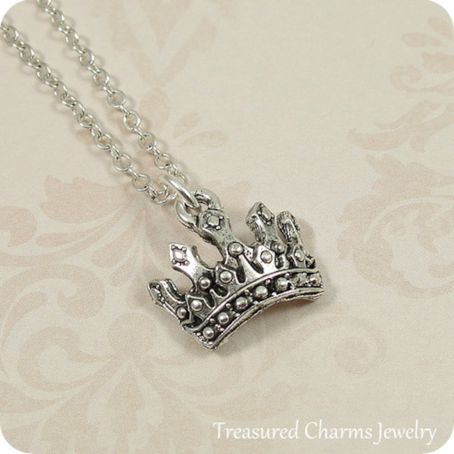 Royal Crown Necklace Silver Royal Crown Charm on a Silver - Etsy