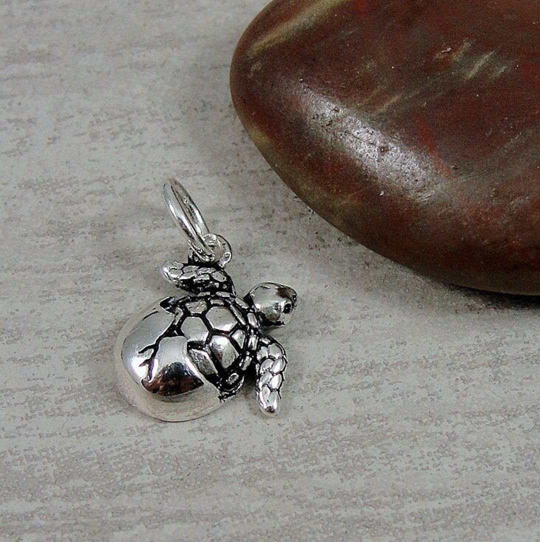 Sterling Silver Baby Sea Turtle Charm, Baby Turtle Charm, Hatching ...