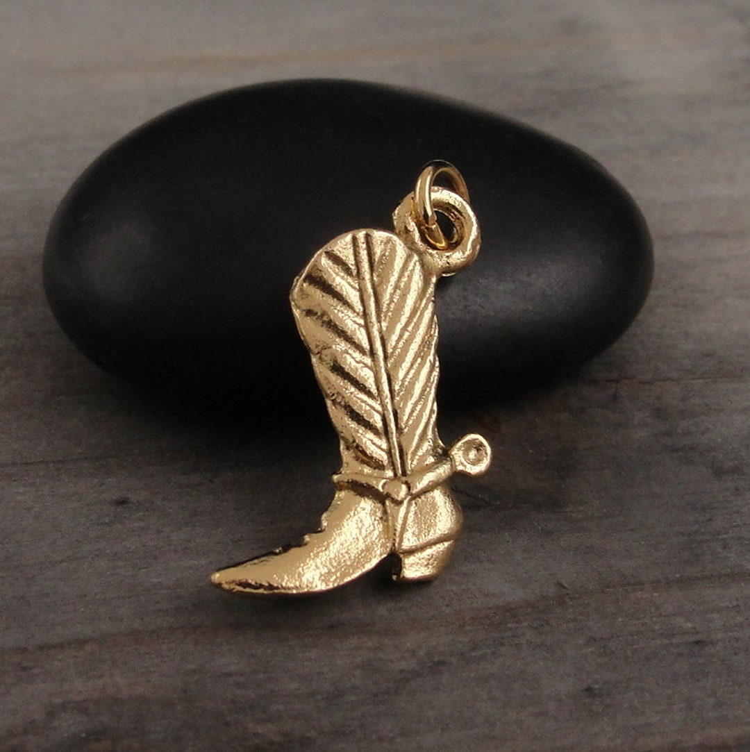 Cowboy Boot Charm, Gold Cowboy Boots Charm for Necklace or Bracelet ...