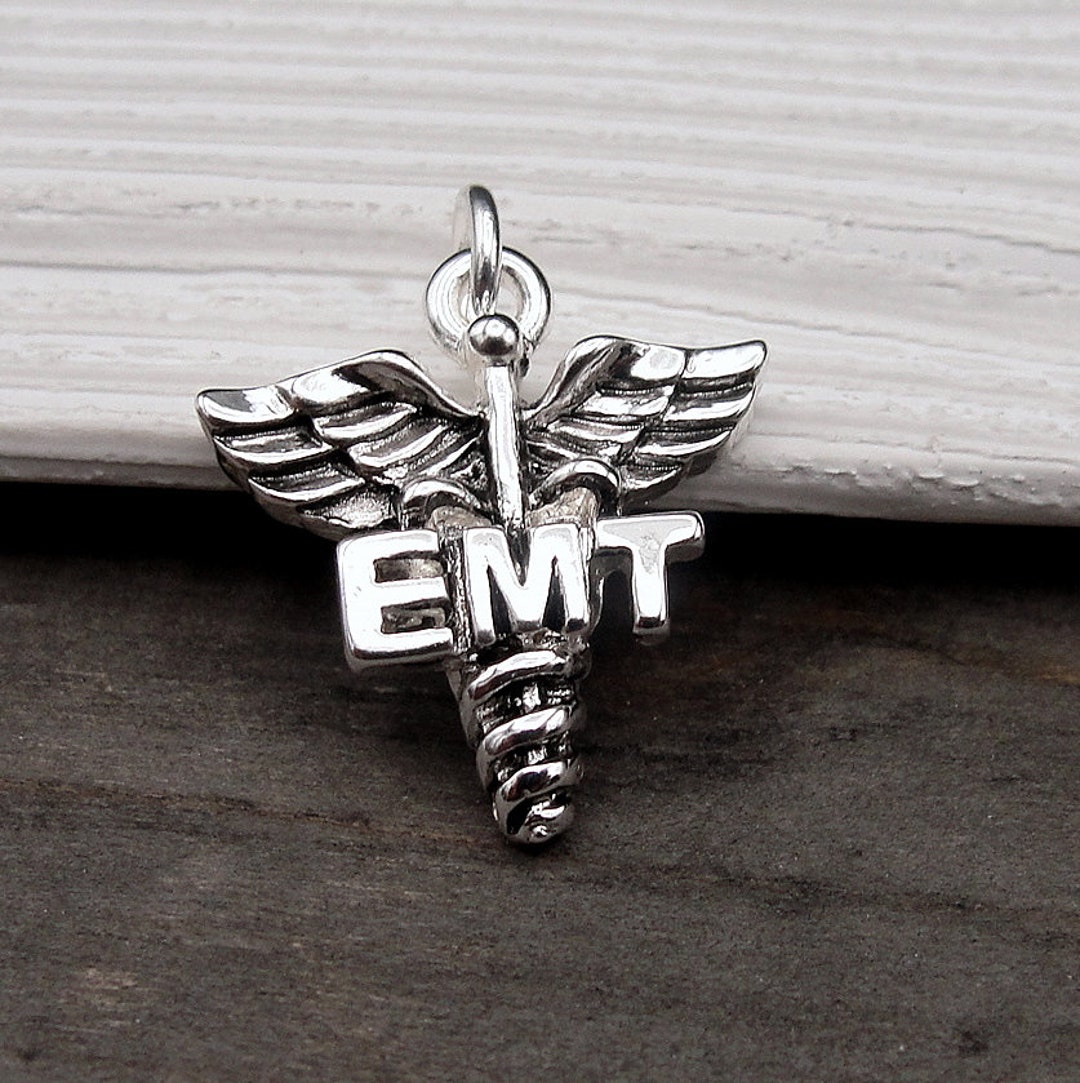 Silver EMT Symbol Charm, EMT Caduceus Charm, Paramedic Charm, Emergency ...