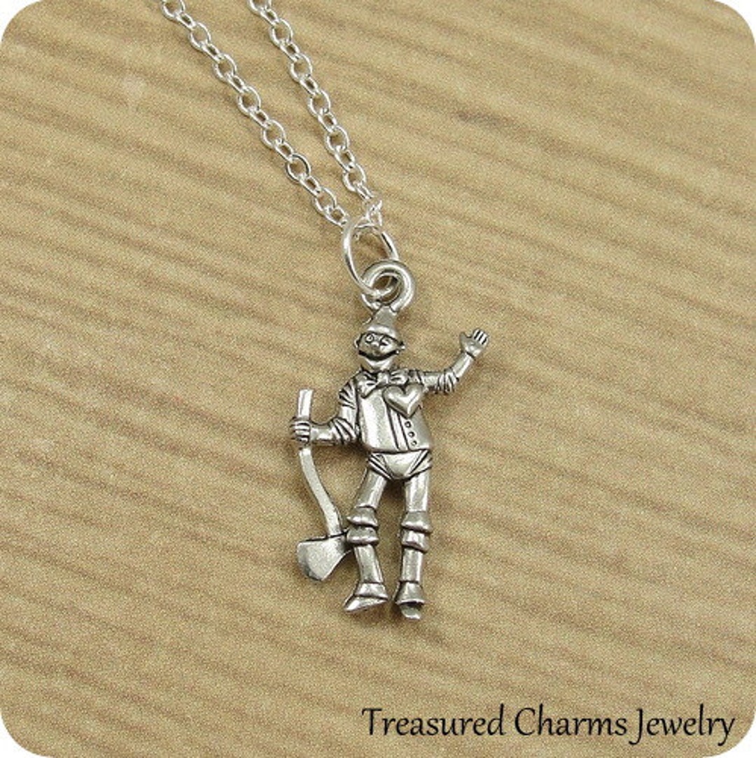 Tin Man Necklace Silver Wizard of Oz Tin Man Charm on a - Etsy