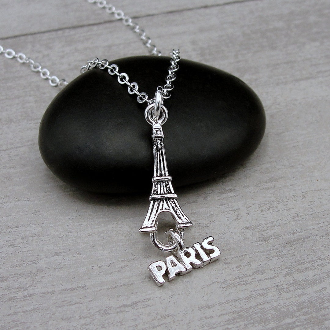 Paris Necklace, Silver Plated Eiffel Tower Charm Necklace, France ...