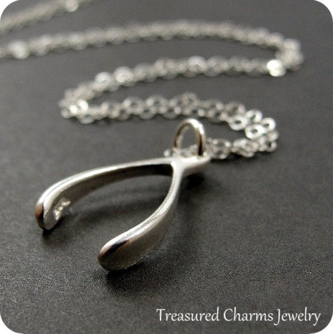 Wishbone Necklace Sterling Silver Wishbone Charm on a - Etsy