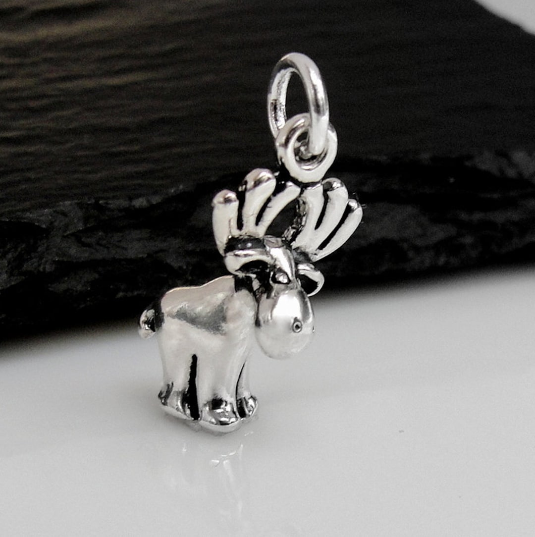 Moose Charm, 925 Sterling Silver 3D Moose Charm, Moose Pendant, Moose ...