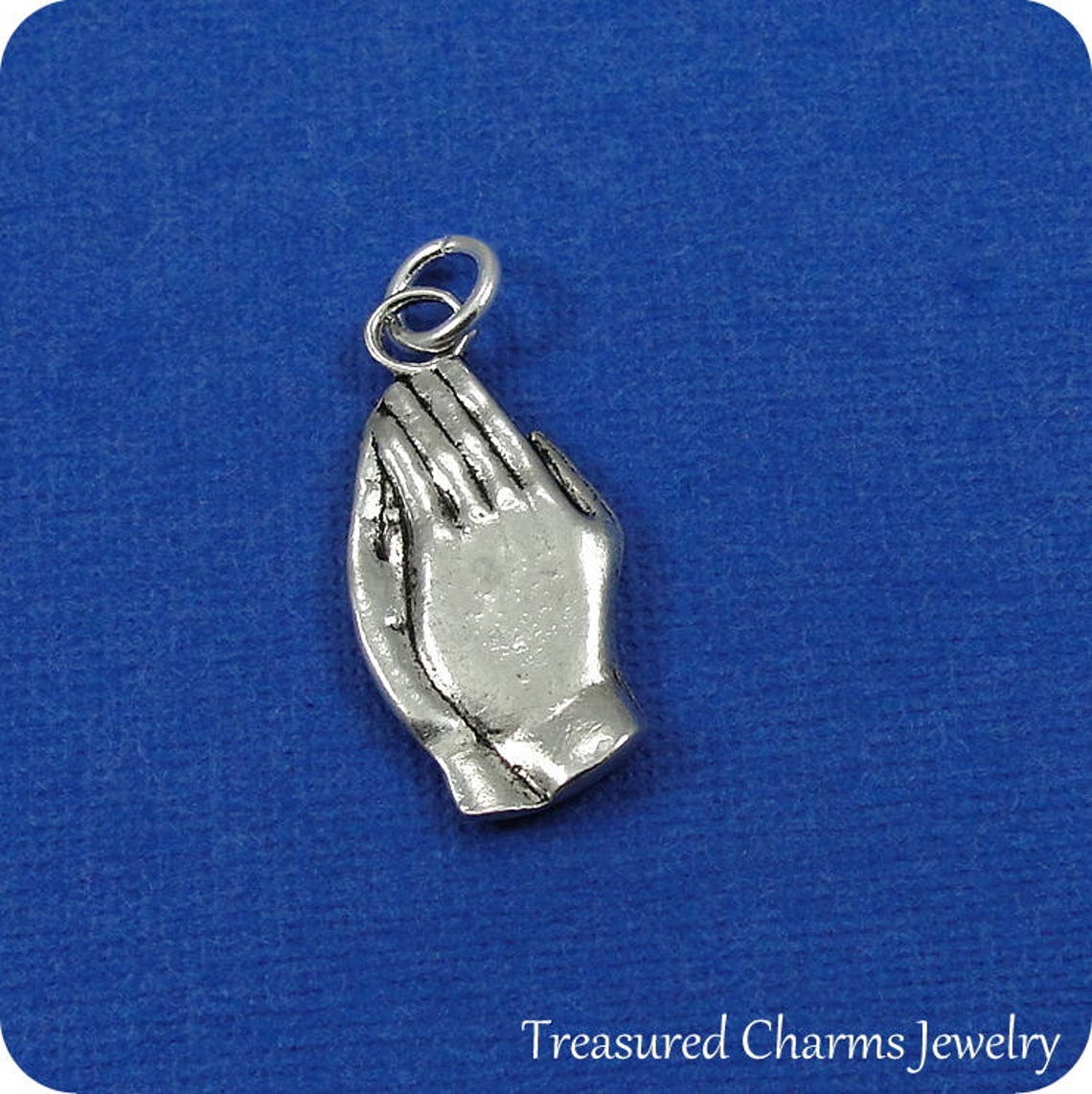Praying Hands Charm Silver Prayer Charm for Necklace or - Etsy