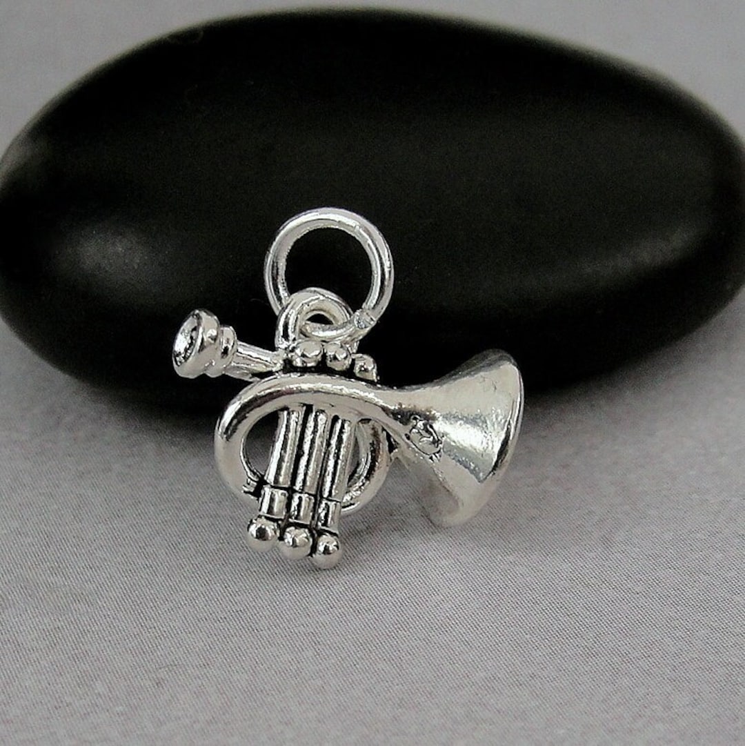 Trumpet Charm, Silver Trumpet Charm for Necklace or Bracelet, Musical ...