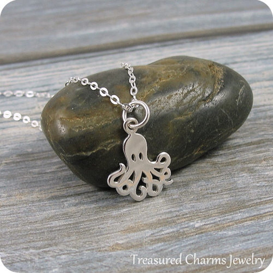 Octopus Necklace Sterling Silver Octopus Charm on a Silver | Etsy