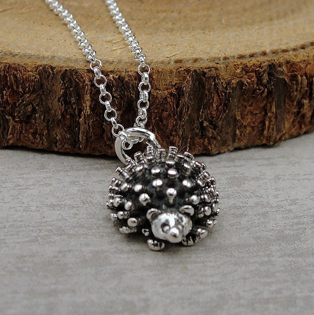 Hedgehog Necklace, Sterling Silver 3D Hedgehog Charm on a Silver Cable ...