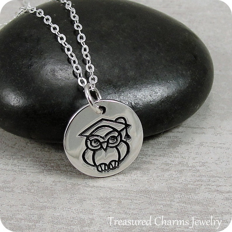 Sterling Silver Graduation Owl Necklace Graduation Owl Charm | Etsy
