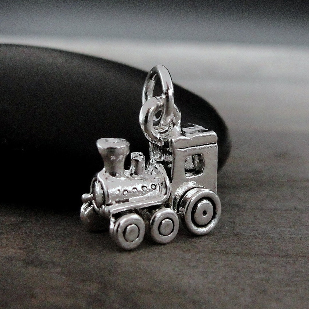 Train Charm, Silver Locomotive Charm for Necklace or Bracelet, Steam ...