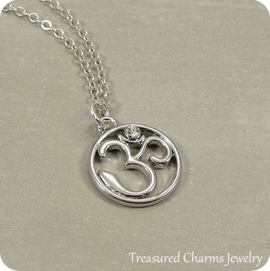 Om (aum) Symbol Necklace, Silver Om Symbol Charm on a Silver Cable ...