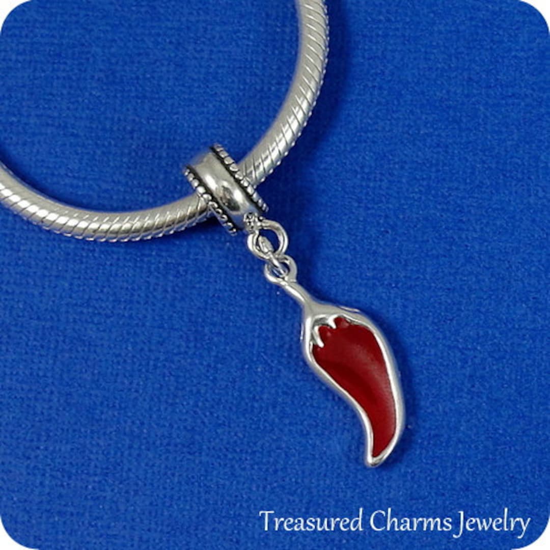 Red Chili Pepper European Dangle Bead Charm - Sterling Silver and Red ...