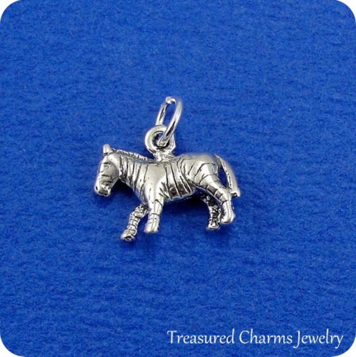 Zebra Charm Sterling Silver Zebra Charm for Necklace or | Etsy
