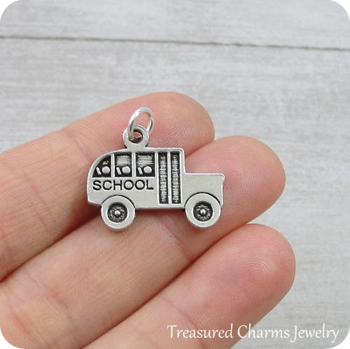 School Bus Charm Silver School Bus Charm for Necklace or - Etsy