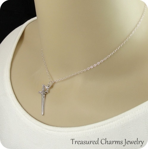Sword Necklace Sterling Silver Sword Dagger Charm on a Silver - Etsy