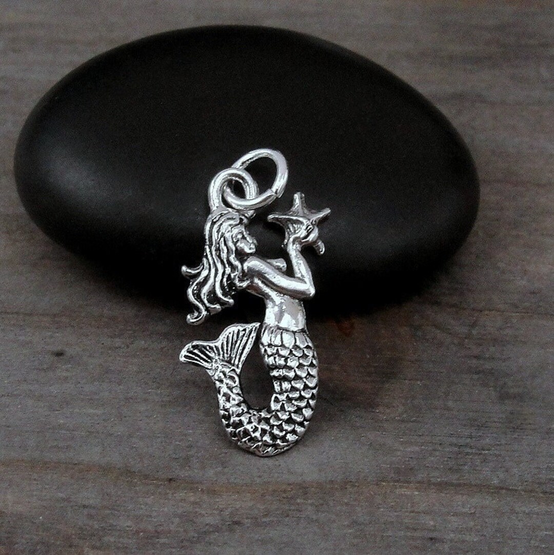 Silver Mermaid Charm, Mermaid Pendant, Girls Mermaid Jewelry, Beach ...