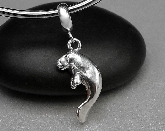 925 Sterling Silver Manatee Dangle Charm Manatee Charm With - Etsy