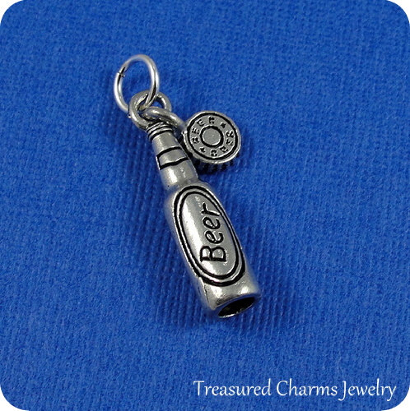 Beer Bottle Charm Silver Plated Beer Bottle Charm for - Etsy