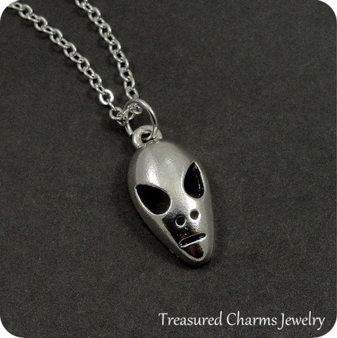 Alien Necklace Silver Alien Charm on a Silver Cable Chain | Etsy