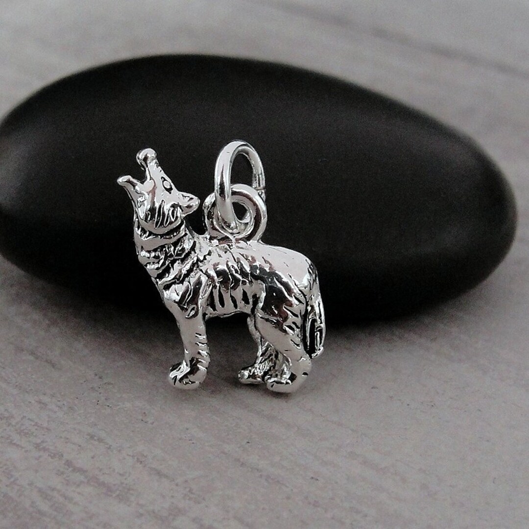 Howling Wolf Charm, Silver 3D Wolf Charm for Necklace or Bracelet ...