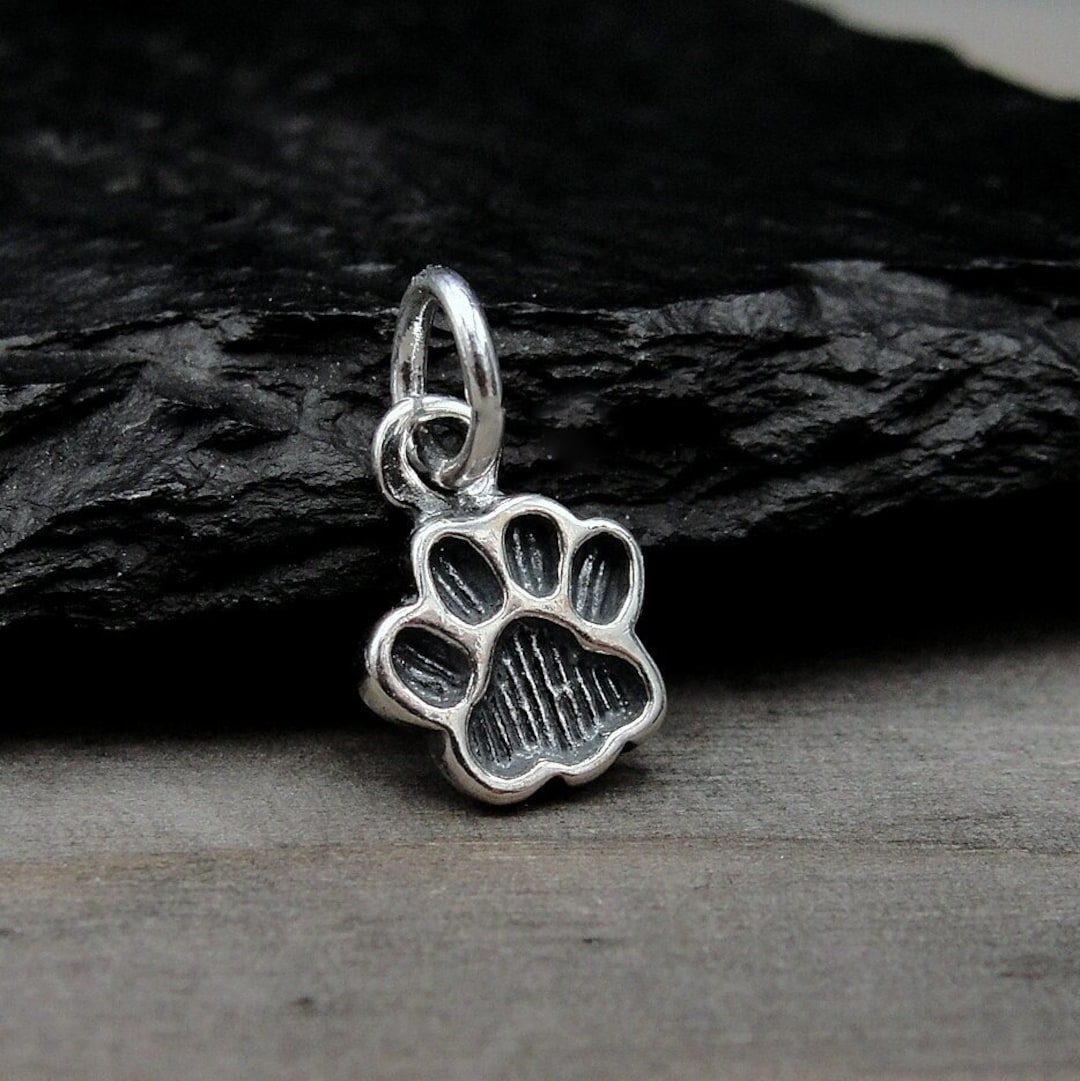 Paw Print Charm, Sterling Silver Paw Charm for Necklace or Bracelet ...