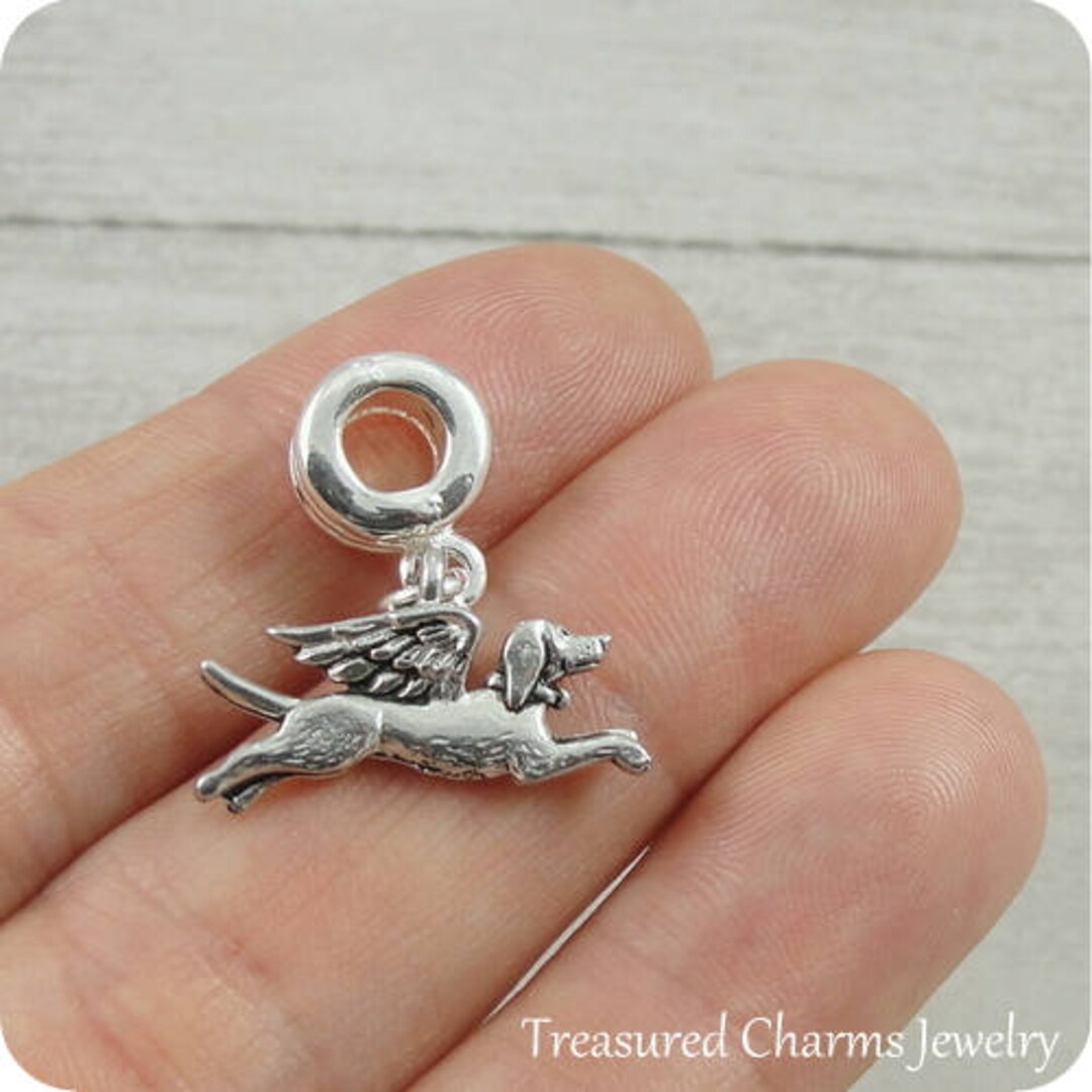 Dog With Angel Wings European Dangle Bead Charm - Silver Dog ...