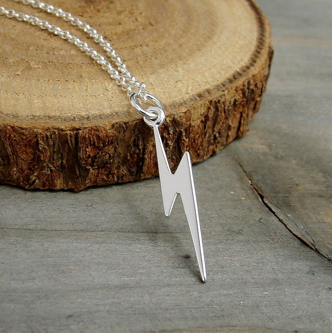 Lightning Bolt Necklace, 925 Sterling Silver Lightning Bolt Charm on a ...
