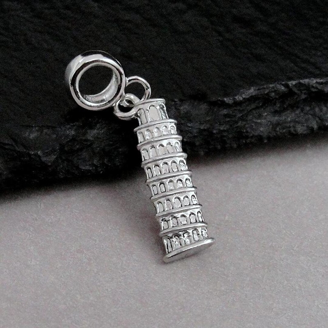 Leaning Tower of Pisa European Charm, Silver Tower of Pisa Dangle Charm ...