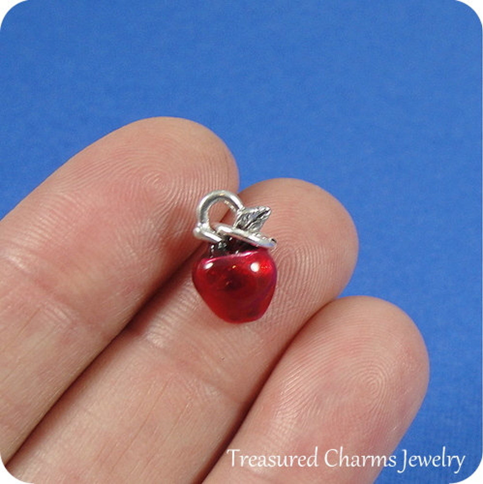 Red Apple Charm Silver Plated Red Apple Charm for Necklace - Etsy