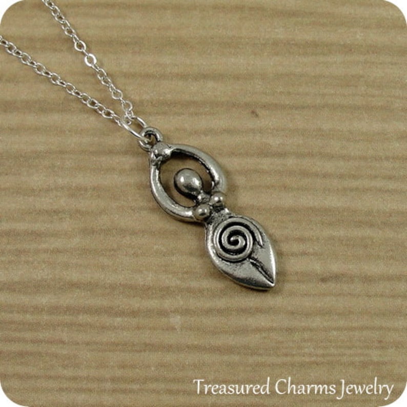 Fertility Symbol Necklace, Silver Fertility Goddess Symbol Charm on a ...