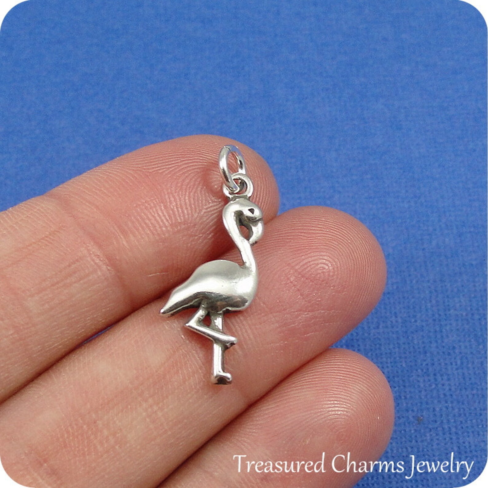 Sterling Silver Flamingo Charm Flamingo Pendant Tropical - Etsy