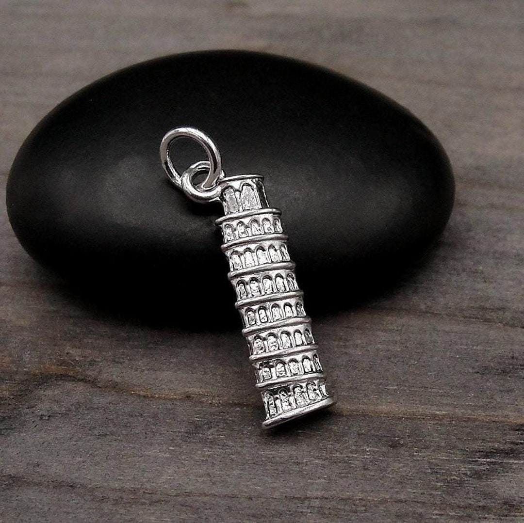 Leaning Tower of Pisa Charm, Silver Tower of Pisa Charm for Necklace ...