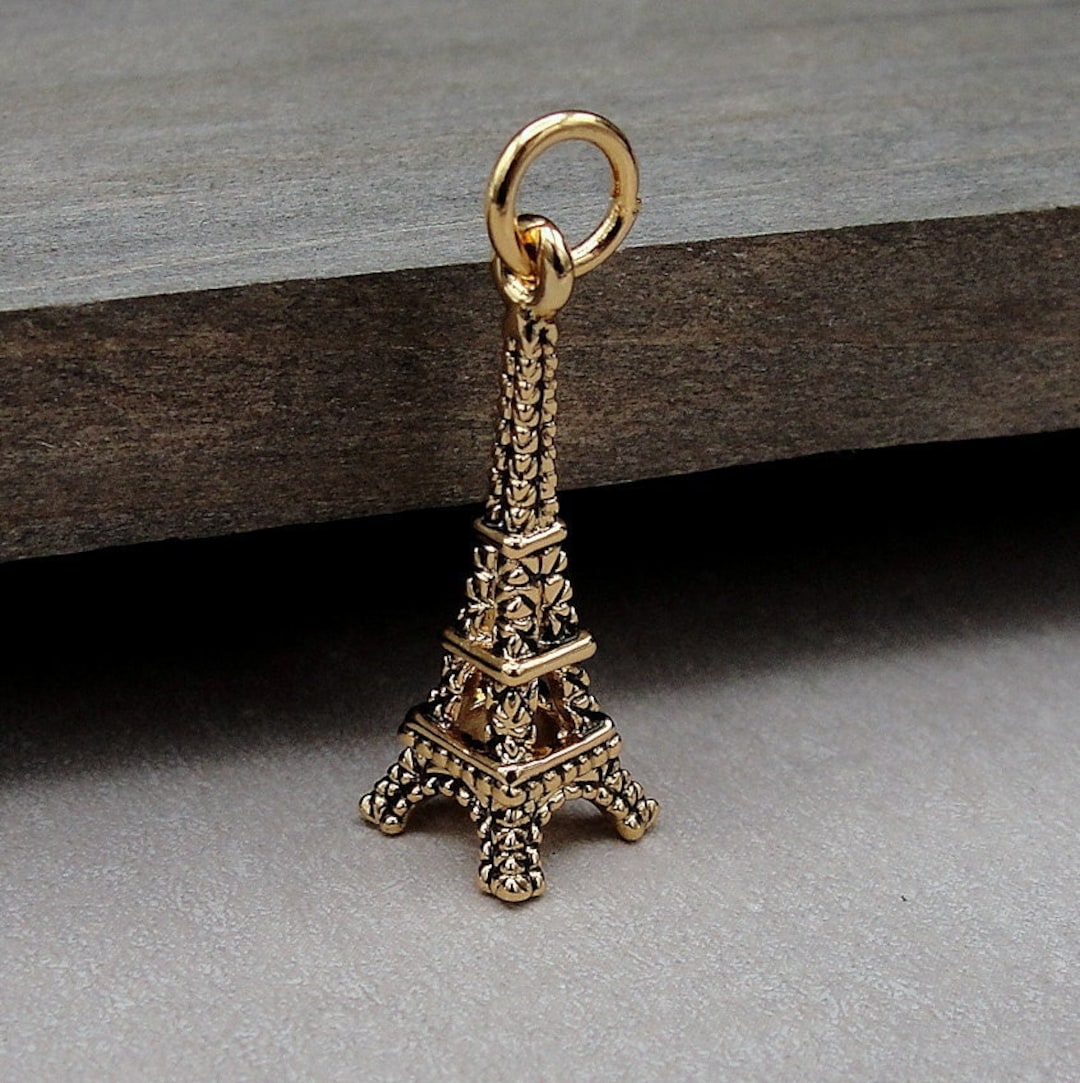 Gold Eiffel Tower Charm, 3D Eiffel Tower Necklace Charm, Paris Charm ...