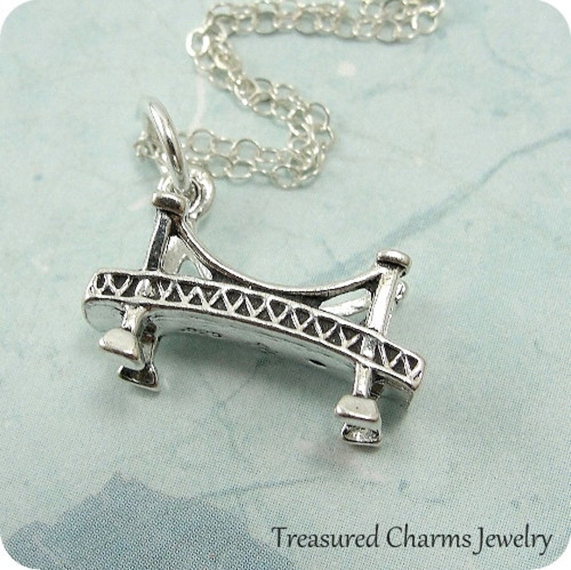 Bridge Necklace Sterling Silver Golden Gate Bridge Charm on a - Etsy