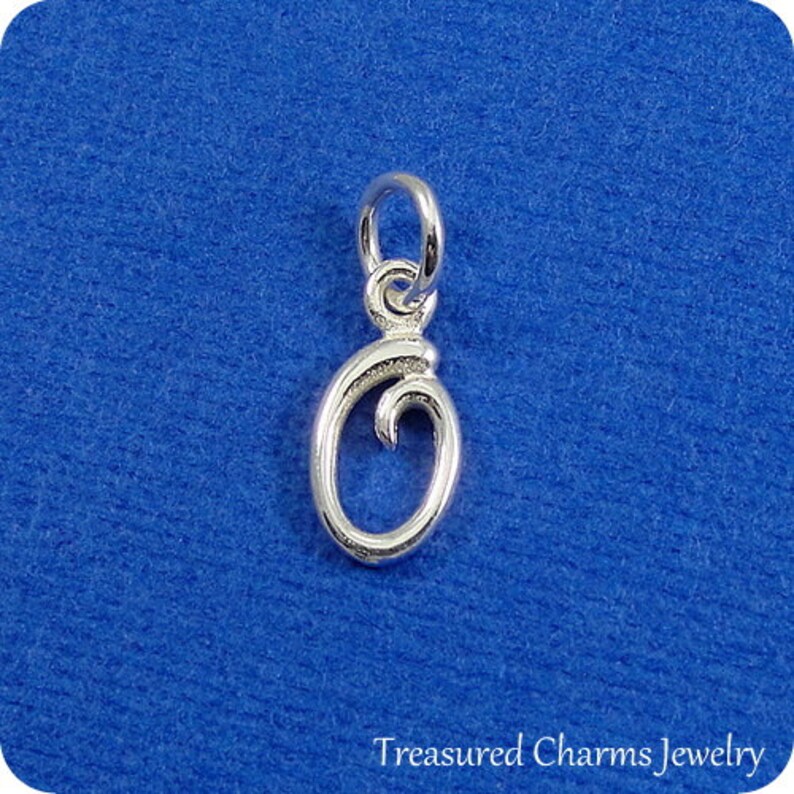Script Letter O Initial Charm Sterling Silver Cursive Letter | Etsy