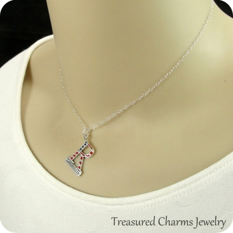 Republican Necklace Sterling Silver Republican Charm on a - Etsy