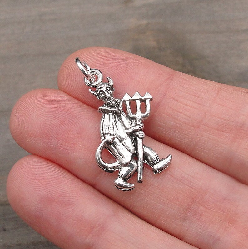 Silver Devil Charm, Satan Charm, Satanic Charm, Devil With Pitchfork ...