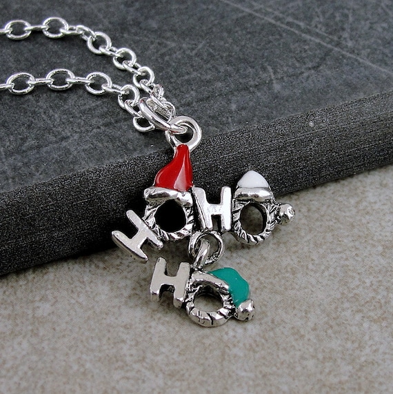 Ho Ho Ho Necklace Christmas Necklace Hohoho Charm Santa Claus Charm Necklace Christmas Pendant Red and Green Christmas Charm Jewelry Etsy