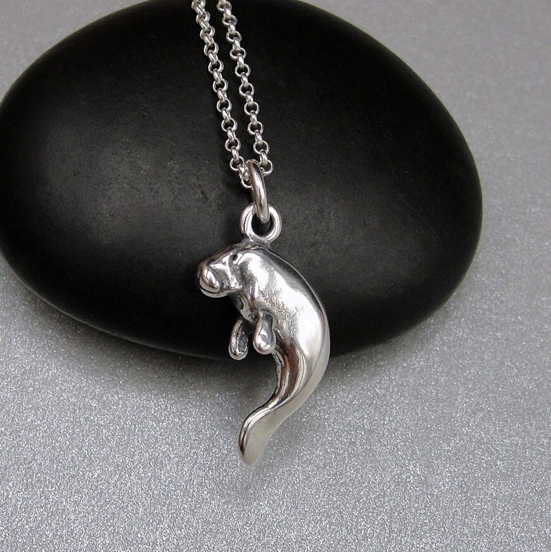 Manatee Necklace, Sterling Silver Manatee Charm Necklace, Sea Cow ...