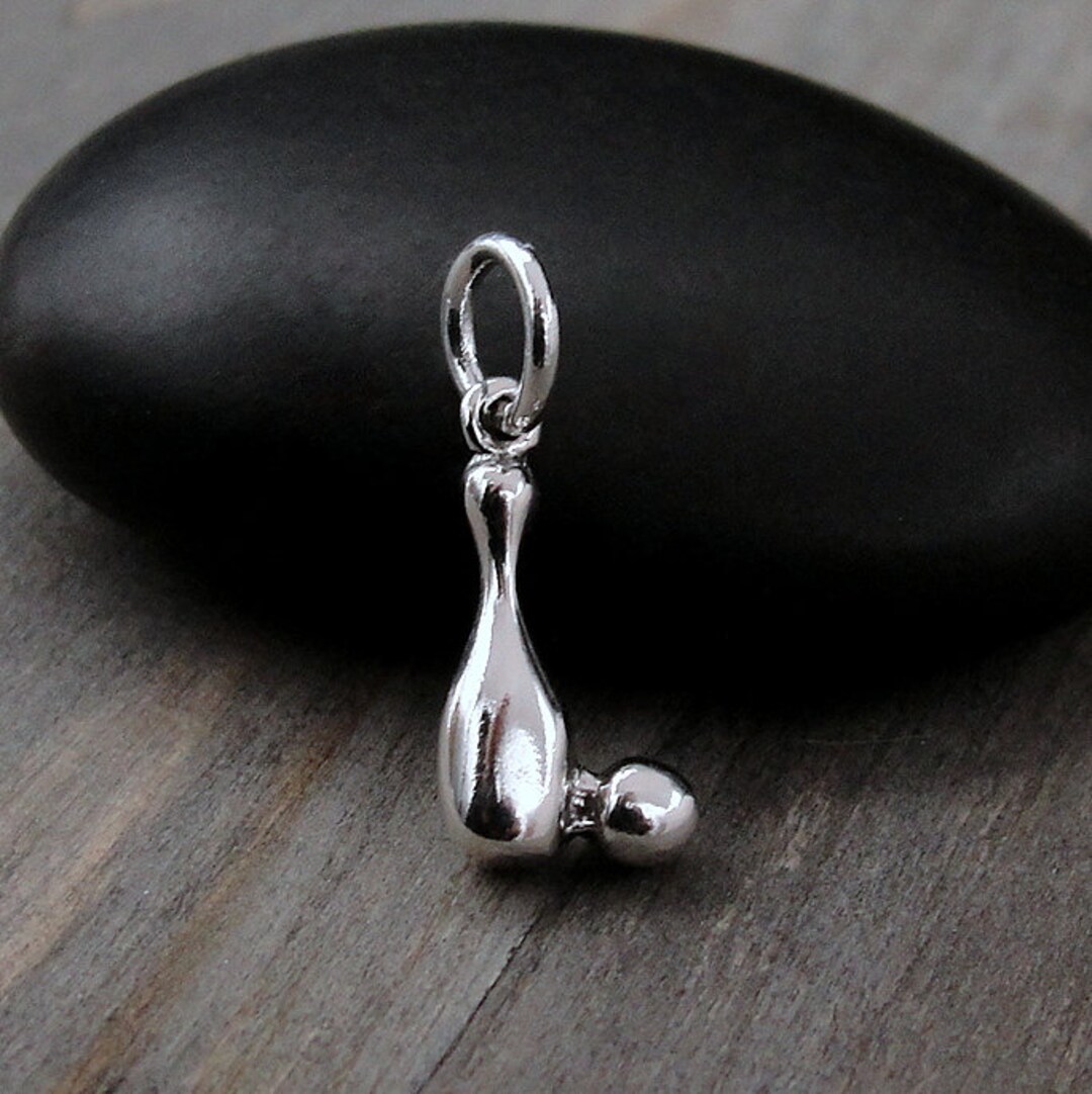 Tiny Bowling Pin Charm, Sterling Silver 3D Bowling Ball Charm for ...