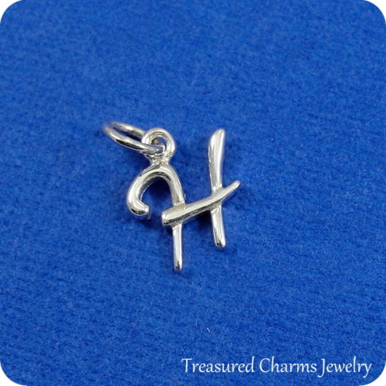 Script Letter H Initial Charm Sterling Silver Cursive Letter - Etsy