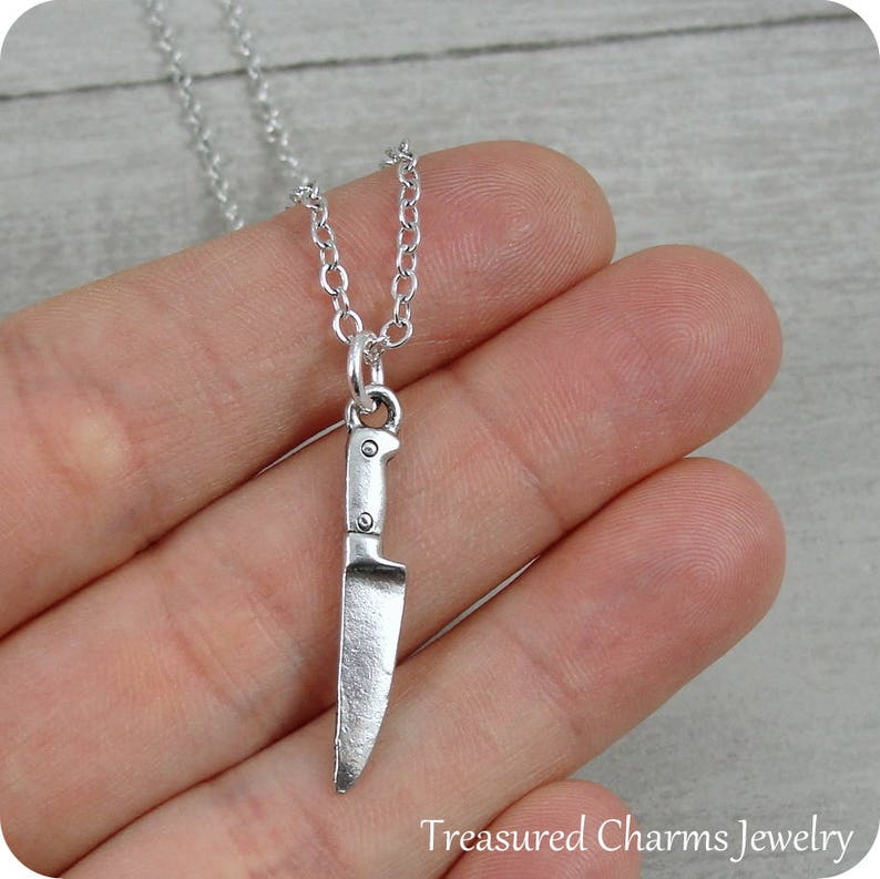 Miniature Chef Knife Necklace Silver Knife Charm on a Silver - Etsy