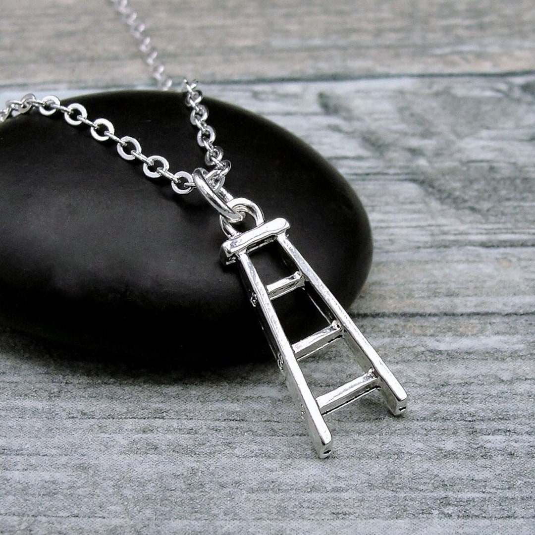 Ladder Necklace, Silver Plated Ladder Charm Necklace, Handyman Necklace ...