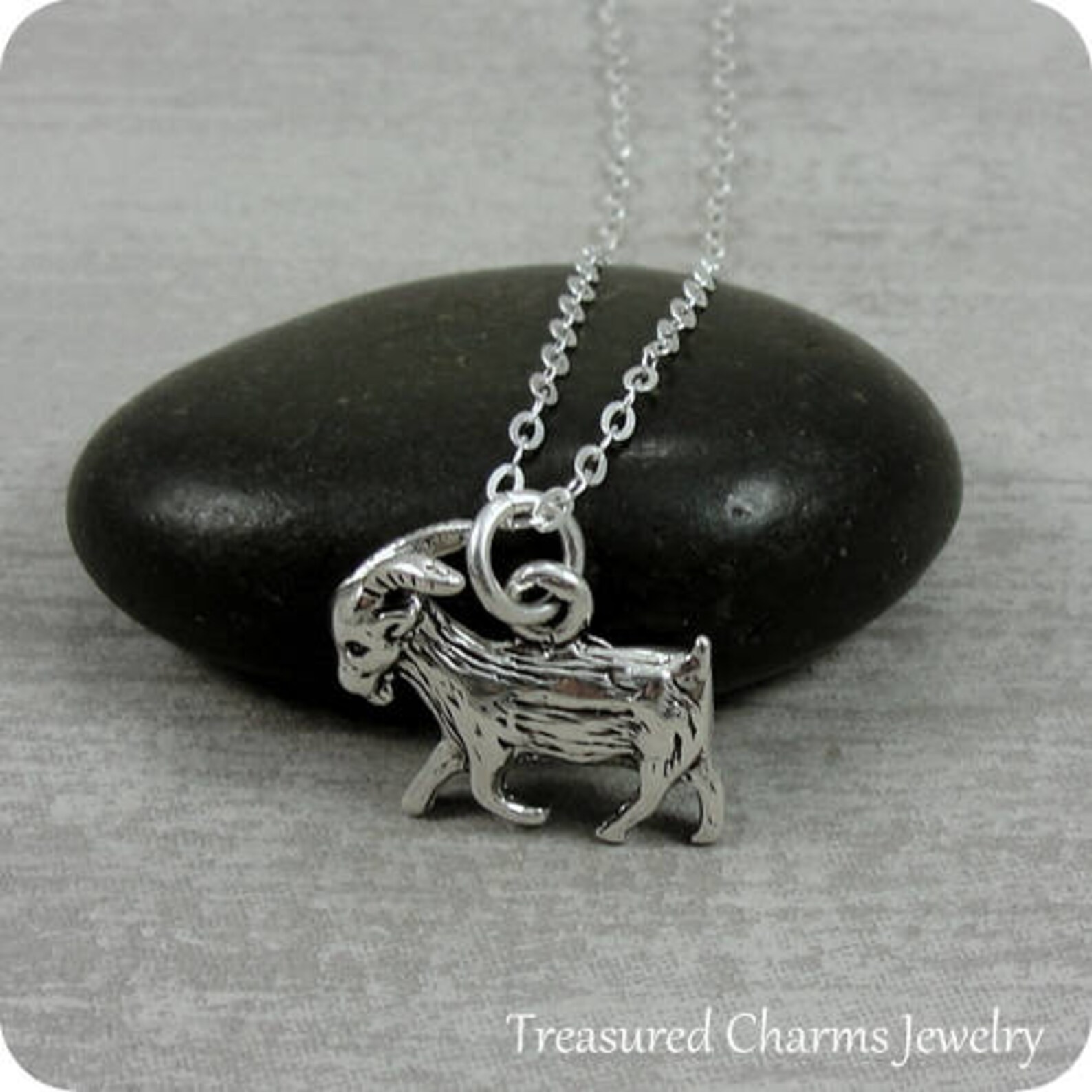 Goat Necklace Sterling Silver Goat Charm on a Silver Cable - Etsy