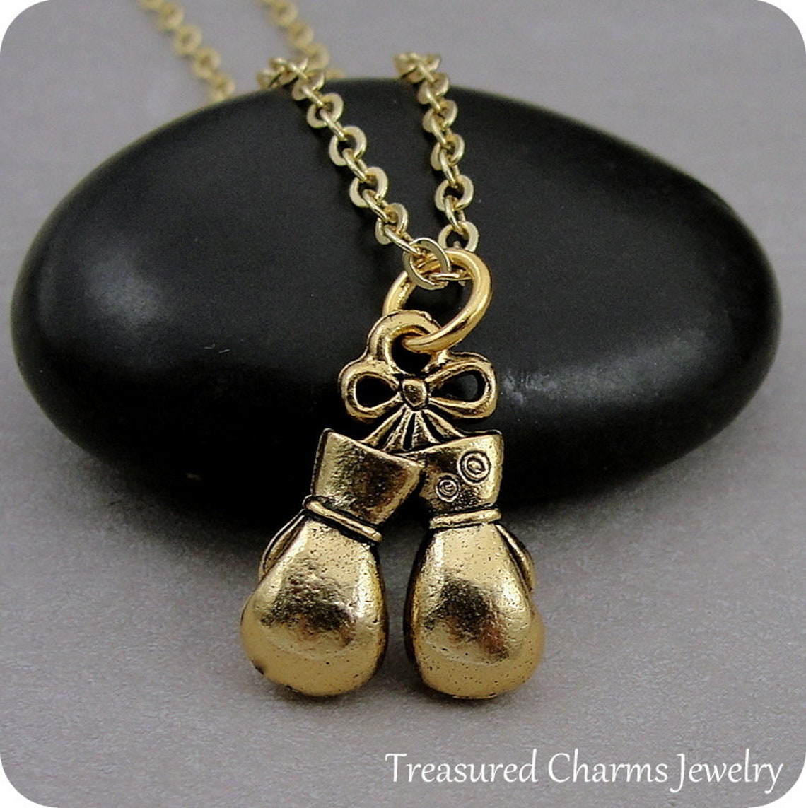 Boxing Gloves Necklace Gold Boxing Charm Necklace Boxer - Etsy