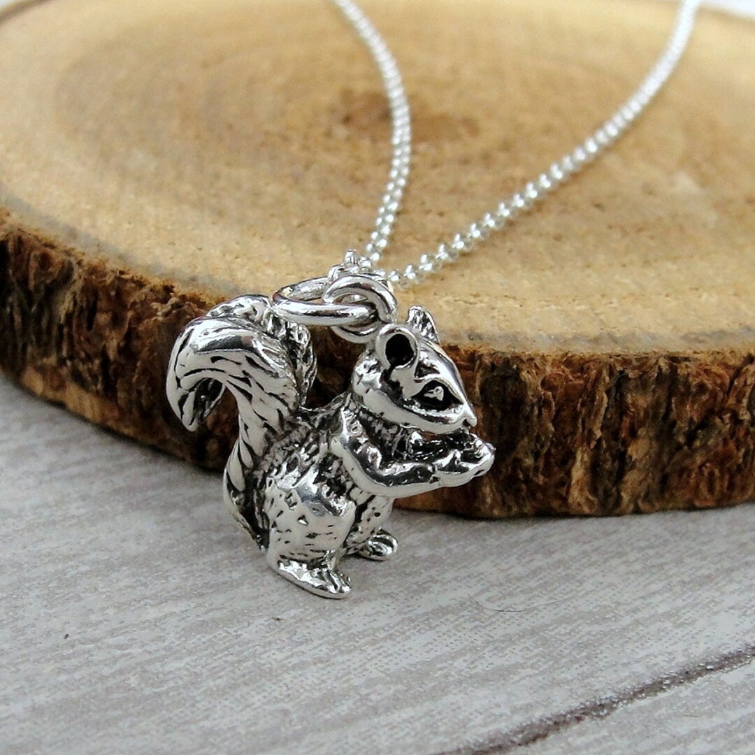 Squirrel Necklace, 925 Sterling Silver Squirrel Charm Necklace ...
