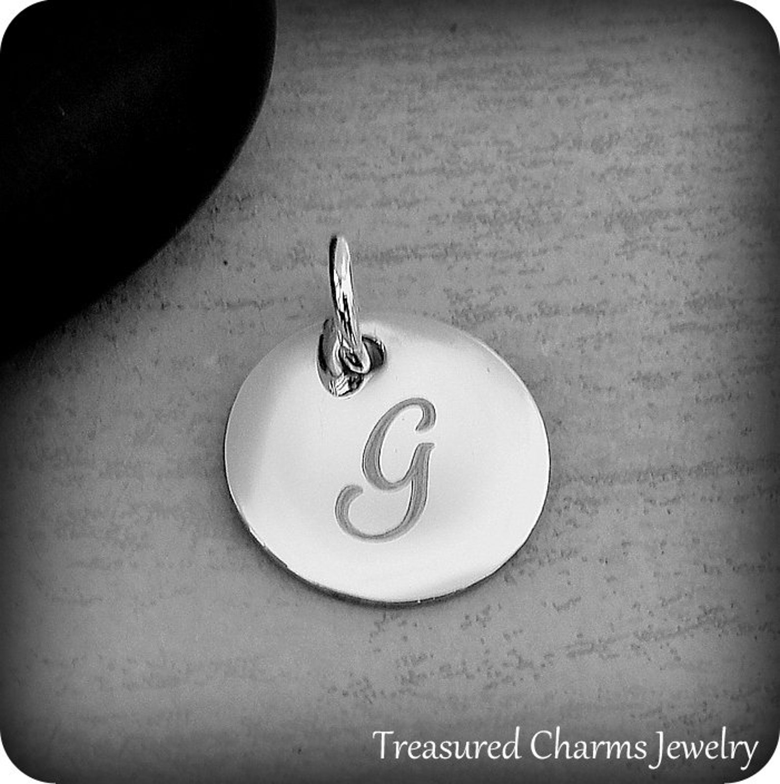 Stainless Steel Letter G Charm Silver Engraved Letter G Round - Etsy