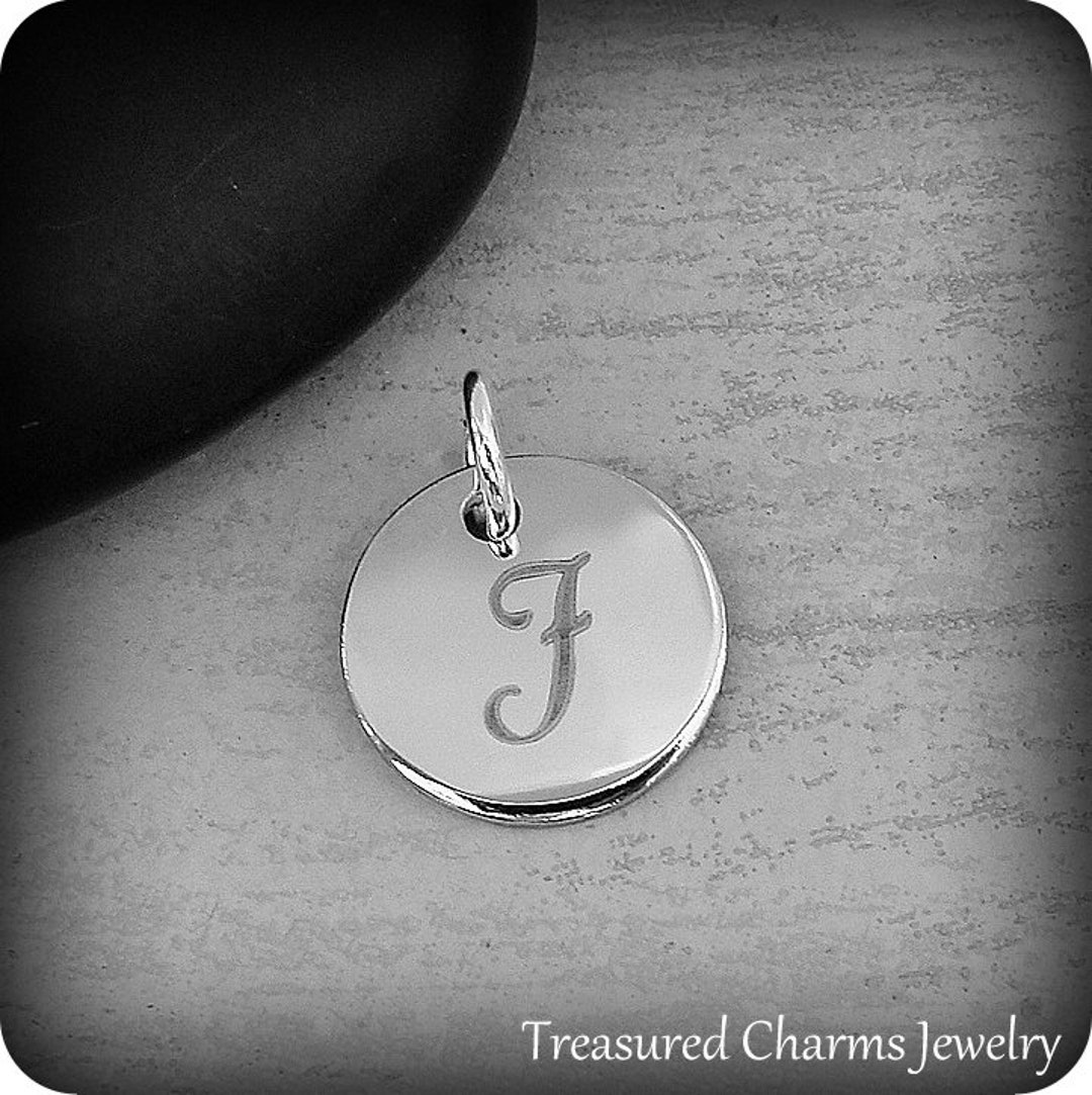 Stainless Steel Letter J Charm, Silver Engraved Letter J Round Disc ...