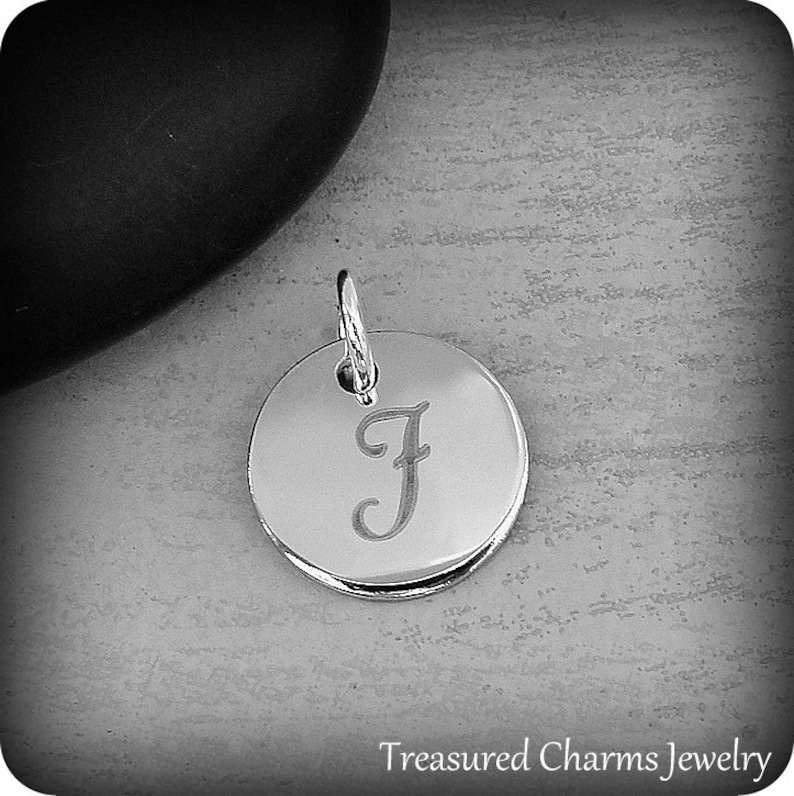Stainless Steel Letter J Charm, Silver Engraved Letter J Round Disc ...