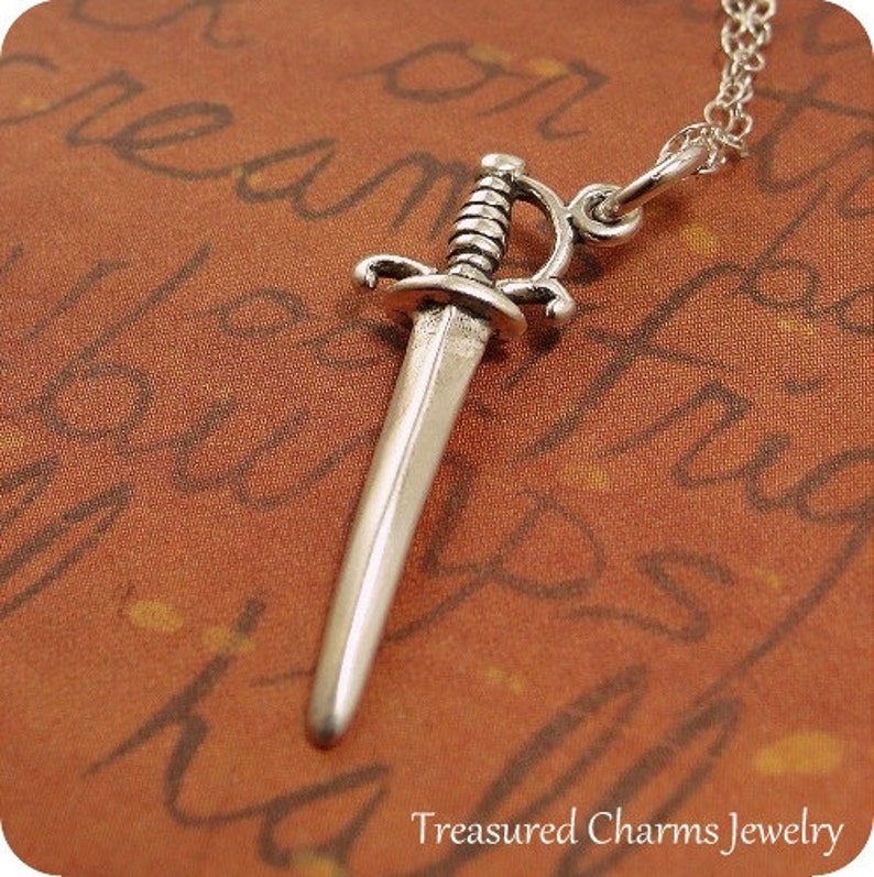 Sword Necklace Sterling Silver Sword Dagger Charm on a Silver - Etsy